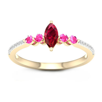 Womens Lead Glass-Filled Red Ruby & Genuine Pink Sapphire 10K Gold ...