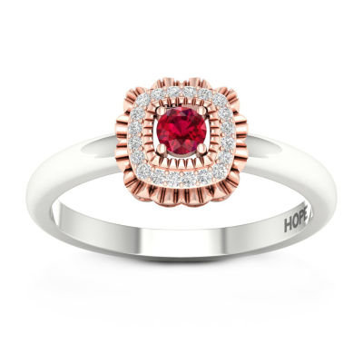 Womens Lead Glass-Filled Red Ruby 14K Rose Gold Over Silver Sterling ...