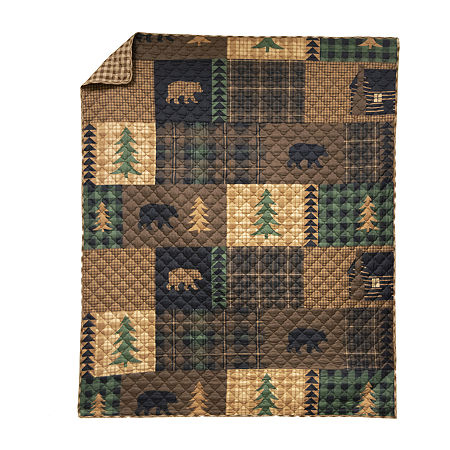 American Heritage Textiles Brown Bear Cabin Quilted Throw  50 x 60 - Brown