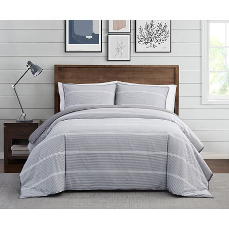 Brooklyn Loom Niari Yarn Dye Stripe 3 Piece Comforter Set  King - Gray
