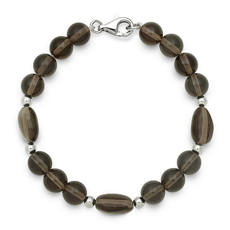 Click here for Smoky Quartz Sterling Silver Bead Bracelet  One Si... prices