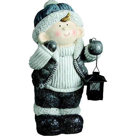 Click here for 18.5 White and Gray Little Boy Holding Tea Light L... prices