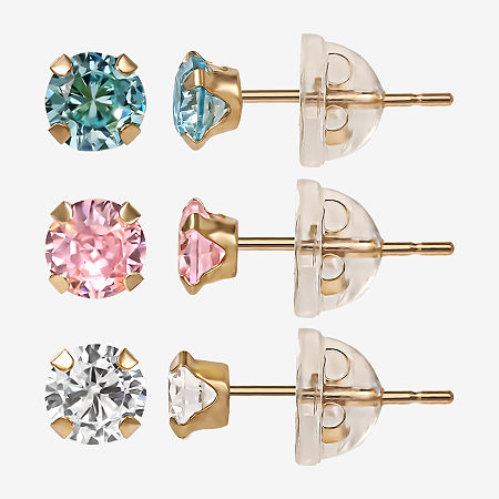 Click here for Girls 14K Gold Multicolor Cubic Zirconia 3-pr. Ear... prices