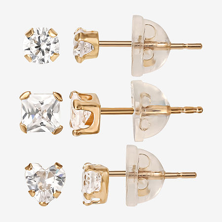 Click here for Childs 14K Gold Cubic Zirconia Stud Earring Set  O... prices