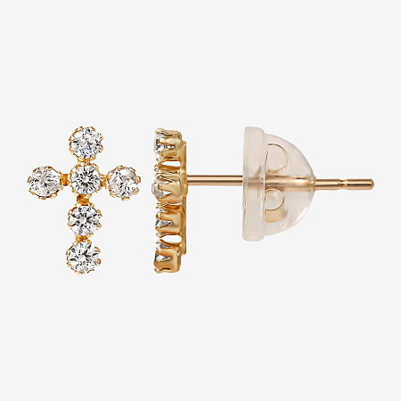 Click here for Cubic Zirconia 14K Gold 7.3mm Cross Stud Earrings... prices
