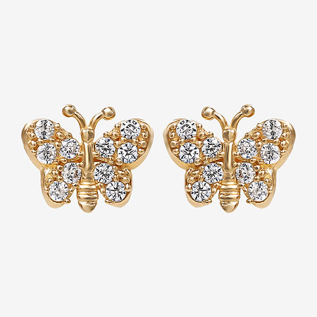 Click here for Cubic Zirconia 14K Gold 4.6mm Butterfly Stud Earri... prices