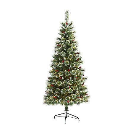 Click here for Nearly Natural 6 Foot Flocked Pine Pre-Lit Christm... prices
