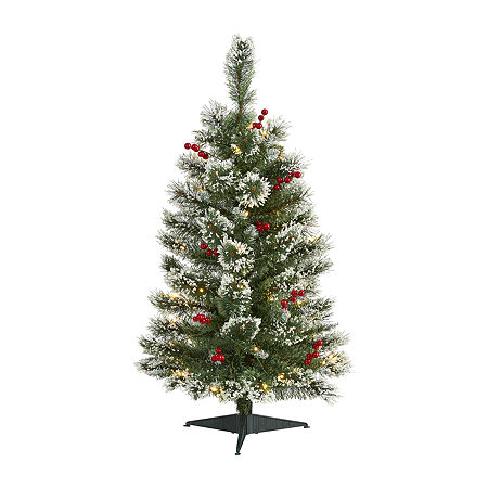 Click here for Nearly Natural 3 Foot Flocked Pine Pre-Lit Christm... prices