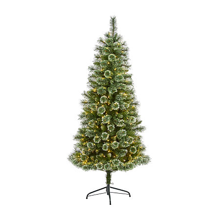 Click here for Nearly Natural 6 Foot Flocked Pine Pre-Lit Christm... prices