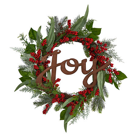 Joy and Berries Artificial Christmas Wreath  24 - Green