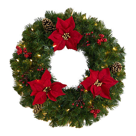 Click here for Nearly Natural Pre-Lit Wreath  One Size  Green prices