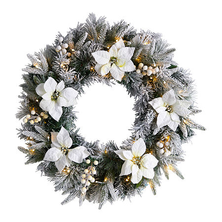 Click here for Nearly Natural Pre-Lit Wreath  One Size  Green prices