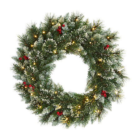 Click here for Nearly Natural Pre-Lit Wreath  One Size  Green prices