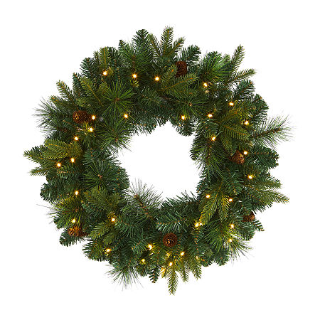 Click here for Nearly Natural Pre-Lit Wreath  One Size  Green prices