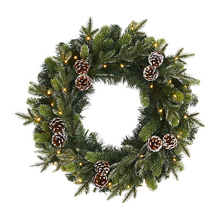 Click here for Nearly Natural Pre-Lit Wreath  One Size  Green prices