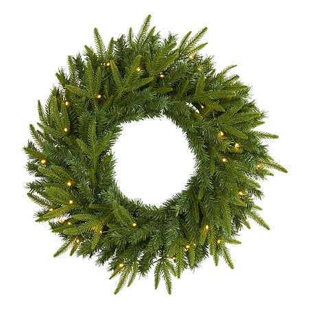 Click here for Nearly Natural Pre-Lit Wreath  One Size  Green prices