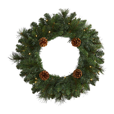 Click here for Nearly Natural Pre-Lit Wreath  One Size  Green prices