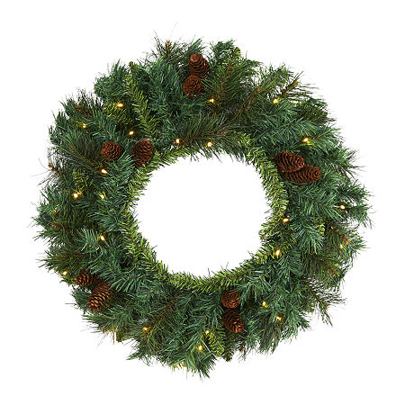 Click here for Nearly Natural Pre-Lit Wreath  One Size  Green prices