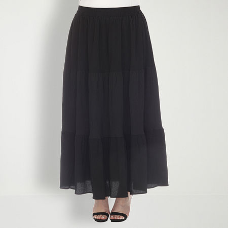 Click here for Plus Size White Mark Pleated Tiered Maxi Skirt prices