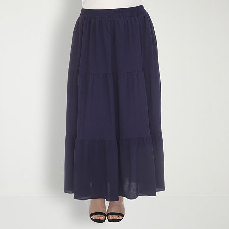Click here for Plus Size White Mark Pleated Tiered Maxi Skirt prices