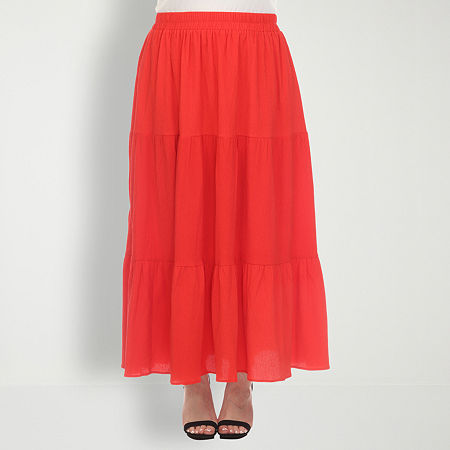 Click here for Plus Size White Mark Pleated Tiered Maxi Skirt prices