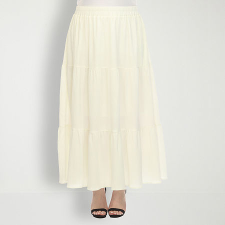 Click here for Plus Size White Mark Pleated Tiered Maxi Skirt prices