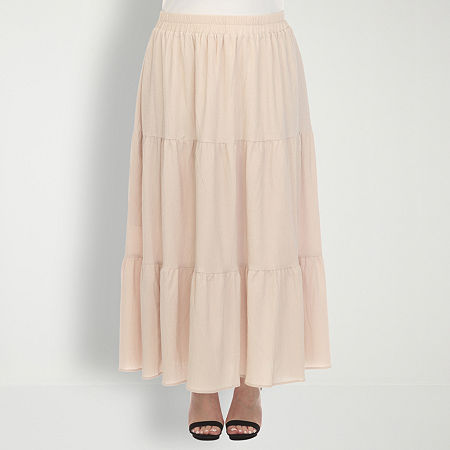 Click here for Plus Size White Mark Pleated Tiered Maxi Skirt prices