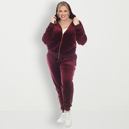 Click here for Plus Size White Mark Two Piece Velour Tracksuit Se... prices
