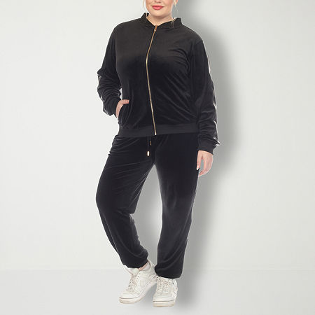 Click here for White Mark Plus Size Faux Leather Stripe Velour 2... prices