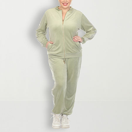 Click here for Plus Size White Mark 2pc. Tracksuit Set w/ Faux Le... prices