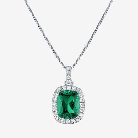 Click here for Womens Lab Created Gemstone Sterling Silver Halo P... prices