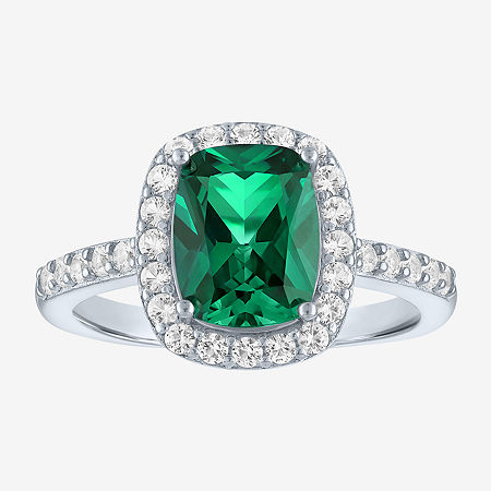 Click here for Womens Lab Created Gemstone Sterling Silver Halo C... prices