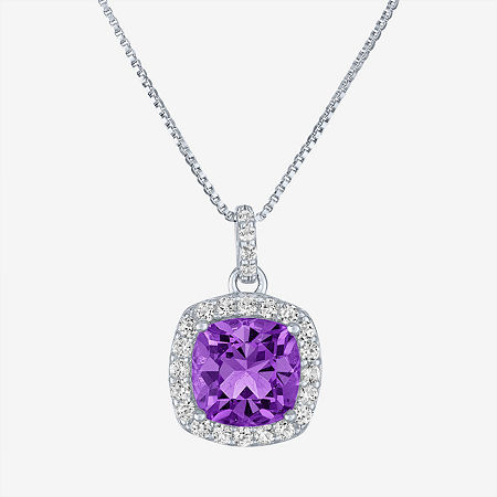 Click here for Womens Gemstone Sterling Silver Cushion Pendant Ne... prices