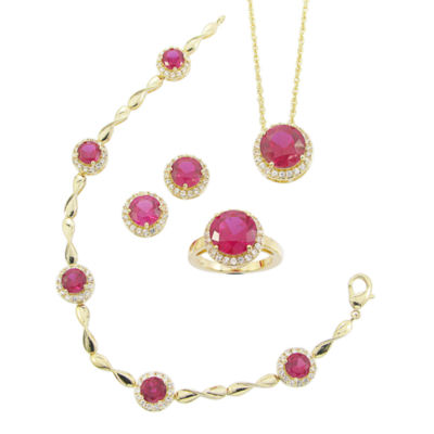 Lab-Created Ruby & Cubic Zirconia 4-pc. Jewelry Set, Color: Red - JCPenney