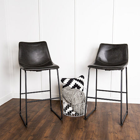 Click here for 2-pc. Faux Leather Kitchen Barstools  One Size  Bl... prices