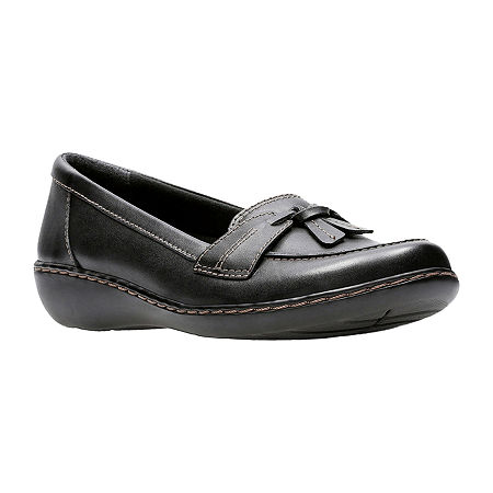 Clarks Collection Womens Ashland Bubble Flats - Black Leather