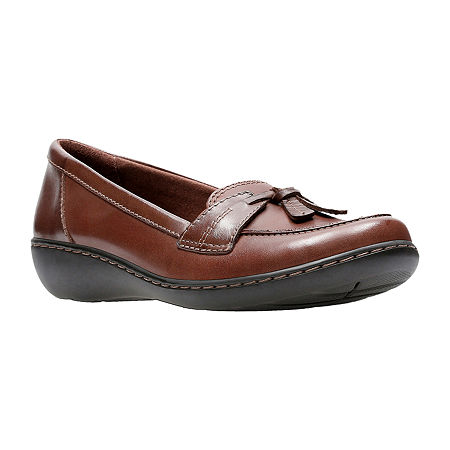 Clarks Collection Womens Ashland Bubble Flats - Brown Leather