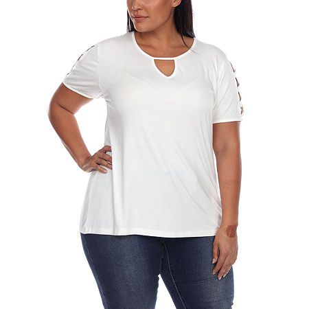 Click here for Plus Size Keyhole Neck Cutout Short Sleeve Top - W... prices