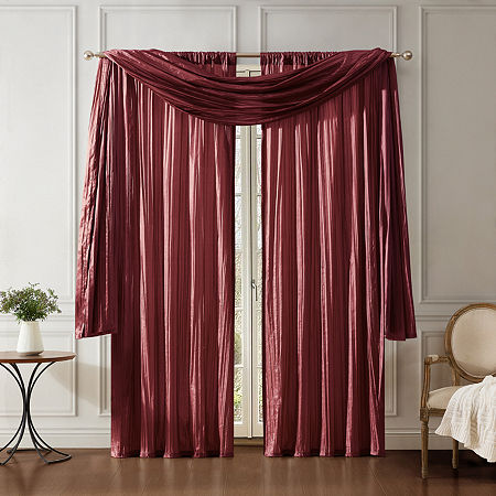 Elrene Home Fashions Athena 52 x 108 Crinkled Curtain Panels  Pair with Scarf Valance