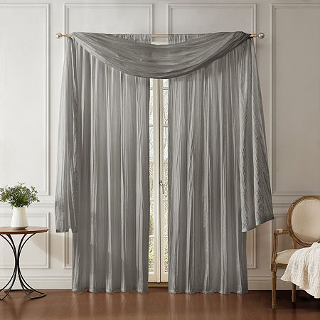 Elrene Home Fashions Athena 52 x 108 Crinkled Curtain Panels  Pair with Scarf Valance