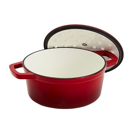 Smith and Clark Blue Gradient 5-Quart Enameled Cast Iron Dutch Oven - Red