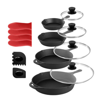 MegaChef Cast Iron 14-pc Cookware Set 975121259M, Color: Black - JCPenney