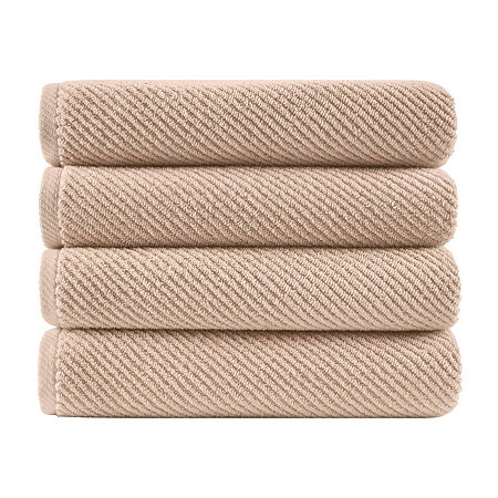 Madison Park Diagonal Ribbed Cotton 4-Pc. Hand Towel Set - Beige