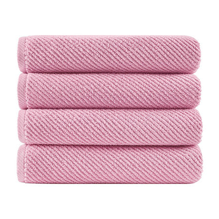 Madison Park Diagonal Ribbed Cotton 4-Pc. Hand Towel Set - Pink