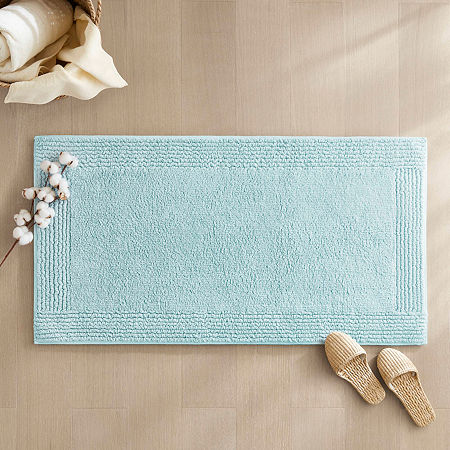 Madison Park Signature Splendor Reversible Tufted Cotton Bath Rug  24 x 60 - Blue