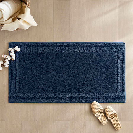 Madison Park Signature Splendor Reversible Tufted Cotton Bath Rug  24 x 60 - Navy