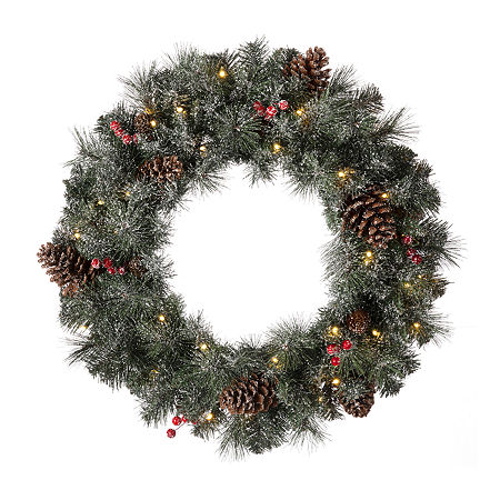 Click here for Glitzhome Pre-Lit Wreath  One Size  Green prices