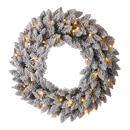 Click here for Glitzhome 24 Snow Flocked Indoor Christmas Wreath... prices