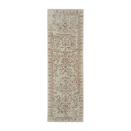 Feizy Bella R8014 26 x 8 Runner Area Rug - Ivory  Rose