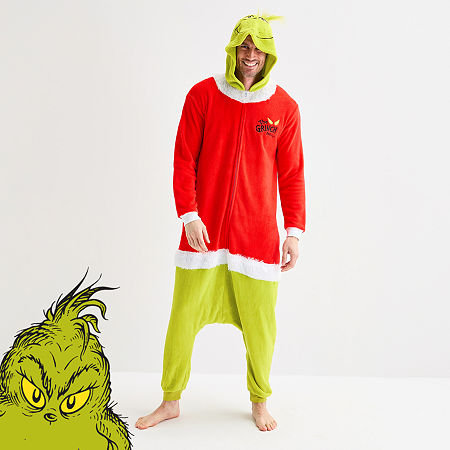 Click here for Santa Mens Dr. Seuss Grinch Fleece Hooded Long Sle... prices